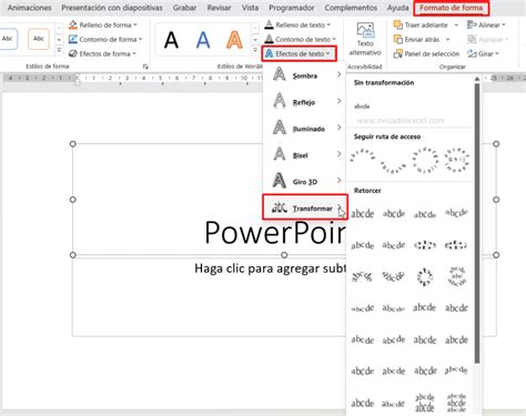 Como Curvar Texto En Powerpoint Ninja Del Excel