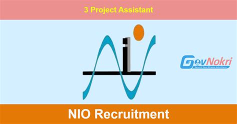 Nio Hiring Notification 2022 For 3 Post Of Project Assistant
