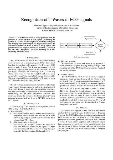 Pdf Recognition Of T Waves In Ecg Signals