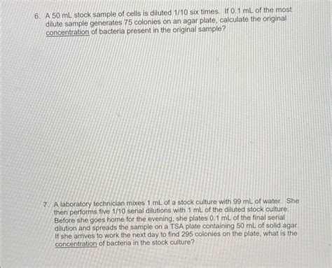 Solved 1 Given The Following Dilution Scheme Calculate The