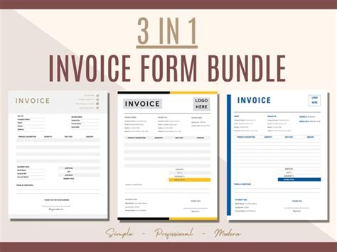 Invoice Template Word Invoice Template Bundle Editable Etsy