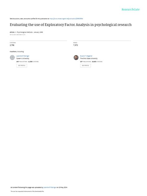 Evaluating The Use Of Exploratory Factor Analysis Pdf Principal Component Analysis Factor