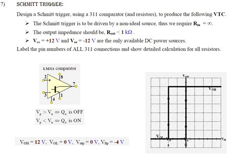 solved schmitt trigger design a schmitt trigger using a lm311