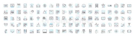 it development vector line icons set it development software coding engineering program