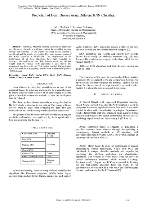 Pdf Prediction Of Heart Disease Using Different Knn Classifier