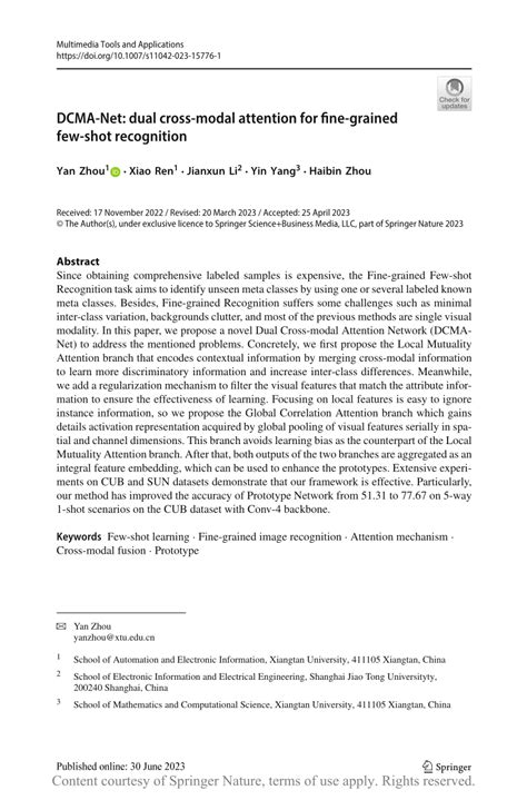 Dcma Net Dual Cross Modal Attention For Fine Grained Few Shot Recognition Request Pdf