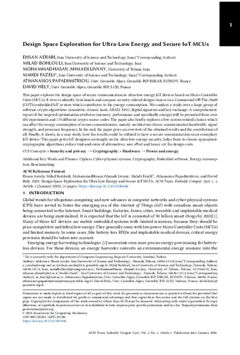 pdf design space exploration for ultra low energy and secure iot mcus