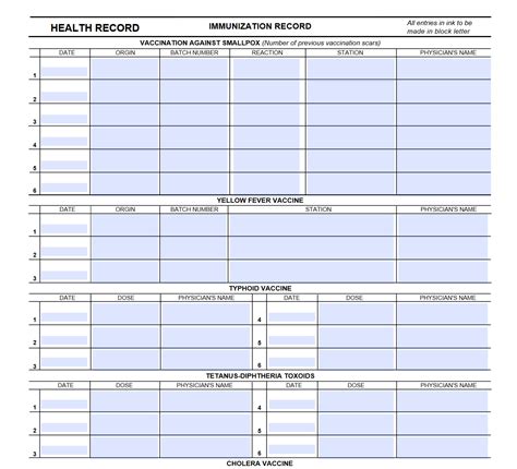 Immunization Record Form Forms Docs 2023