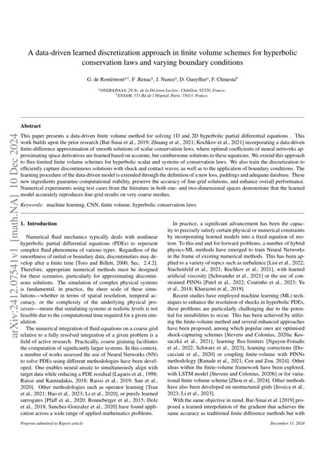 Pdf A Data Driven Learned Discretization Approach In Finite Volume Schemes For Hyperbolic