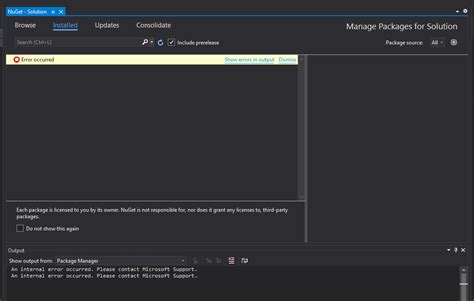 Cannot Open The Nuget Package Manager Issue Nuget Home Github