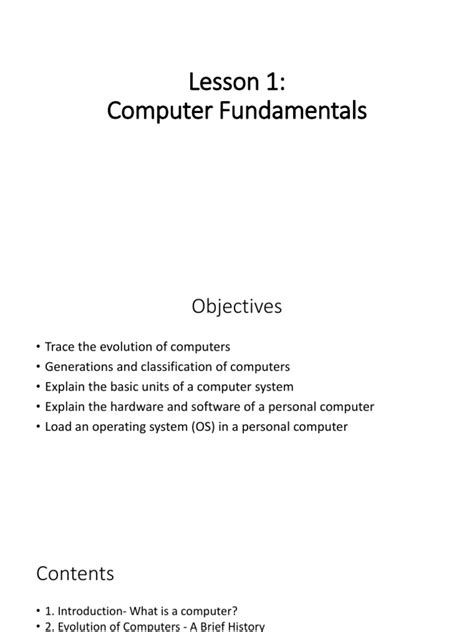Lesson 1 Computer Fundamentals Pdf Random Access Memory Computer