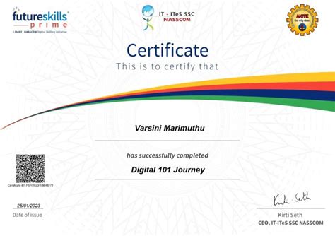 Finished Digital 101 With Futureskills Prime Varsini M Posted On The Topic Linkedin