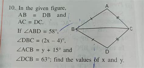 In The Given Figure AB DB And AC DC If ABD DBC X ACB