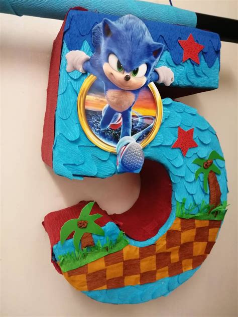 Sonic Number 5 Pinata With Stick Pinata Included We Can Make Any Custom Pinata On Request Etsy