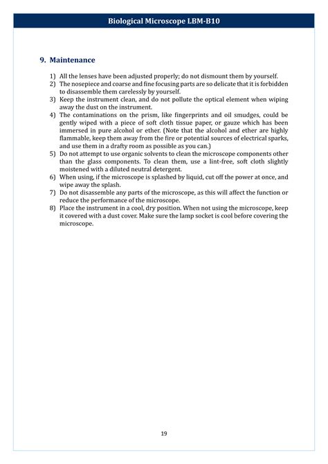 Biological Microscope Lbm B10 Operating Manual Labtron