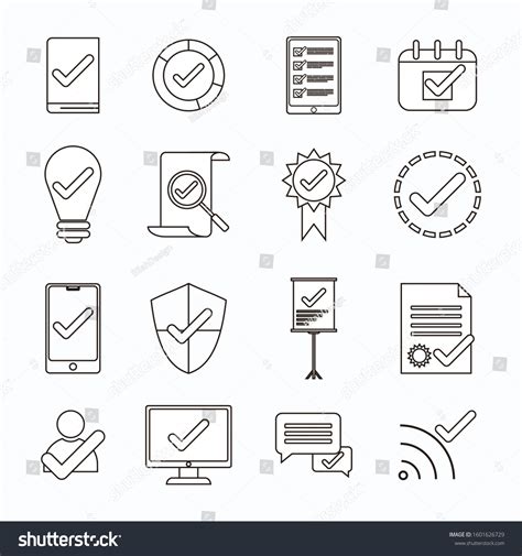 Decision Approved Check Marks Linear Icons Stock Vector Royalty Free
