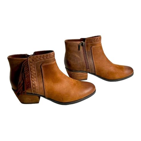 Clarks Shoes Clarks Artisan Nubuck Leather Fringe Ankle Boots Brown