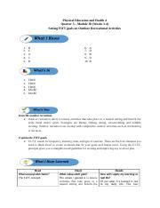 PE MODULE B Docx Physical Education And Health Quarter Module B Weeks Setting FITT