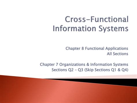 Functional And Cross Functional Information Systems Crm Erp Eai