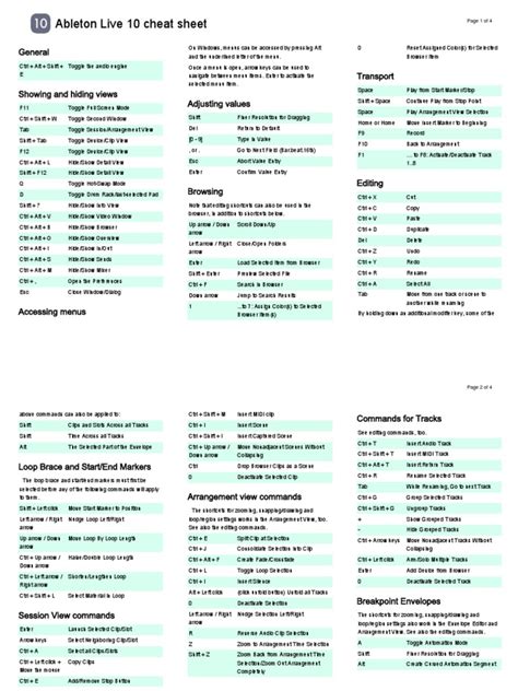 Ableton Live 10 Shortcuts Pdf Computer Keyboard Control Key