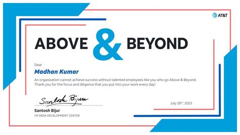 Gratitude Awardrecognition 2023july Attemployee Att Madhan Kumar