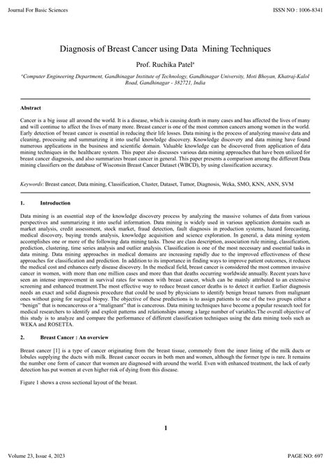 Pdf Diagnosis Of Breast Cancer Using Data Mining Techniques