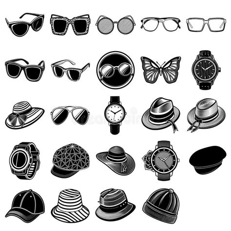 Assorted Hats And Sunglasses Collection Stock Vector Illustration Of