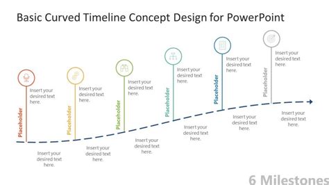 Basic Timeline Diagram With Icons 6 Milestones Slide SlideModel