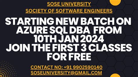 Starting New Batch On Azure Sql Dba From 10th Jan 2024 Youtube