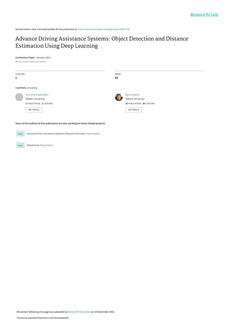 Advance Driving Assistance Systems Object Detectionand Distance