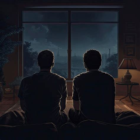 Premium Ai Image Two People Sitting On A Bed In Front Of A Window