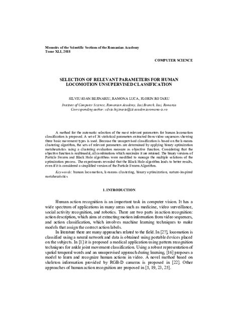 Pdf Selection Of Relevant Parameters For Human Locomotion