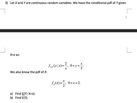 Solved 3 Let X And Y Are Continuous Random Variables We