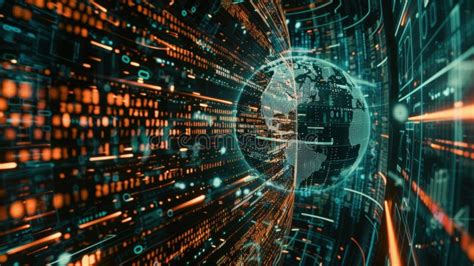 Big Data Flowing Around Earth Globe Transforming Global Communication