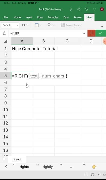 Excel Right Function In Tamil Shorts Excel Exceltutorialforbeginners Youtube