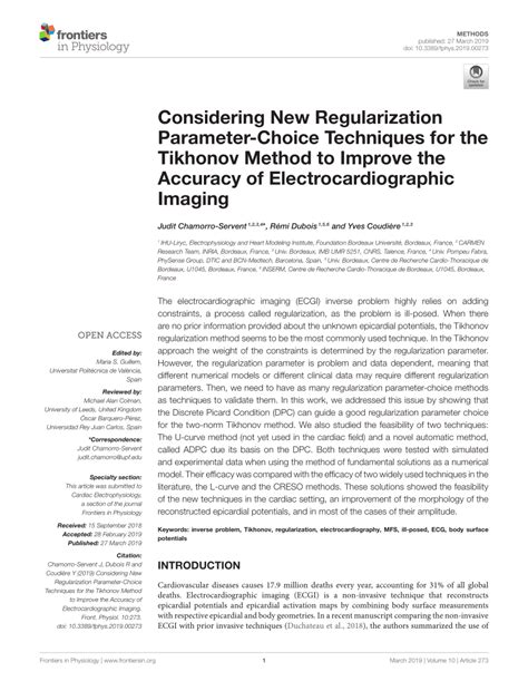Pdf Considering New Regularization Parameter Choice Techniques For The Tikhonov Method To
