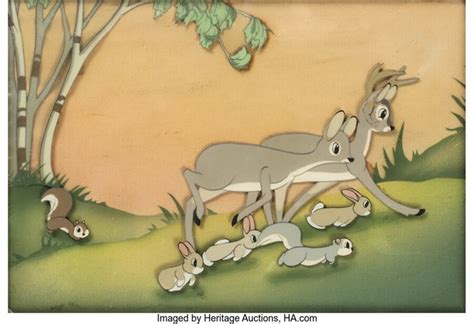 Snow White And The Seven Dwarfs Forest Animals Cel Courvoisier Setup