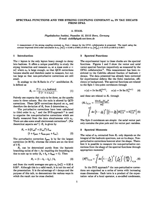Pdf Spectral Functions And The Strong Coupling Constant Alphas In