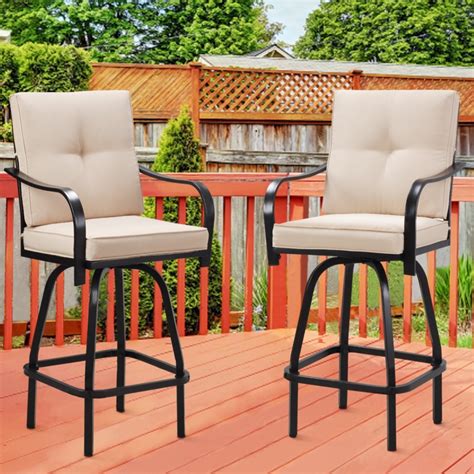Powder Coated Steel Outdoor 30 Bar Stool With Cushion Foter