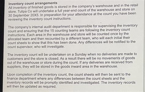 Solved Inventory Count Arrangements All Inventory Of Chegg Com