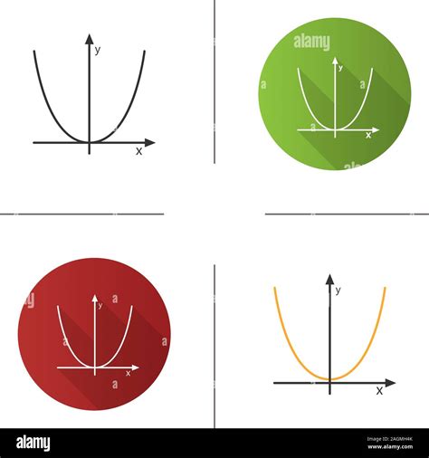 Coordinate System With Parabola Icon Algebra Axis System Flat Design Linear And Color Styles