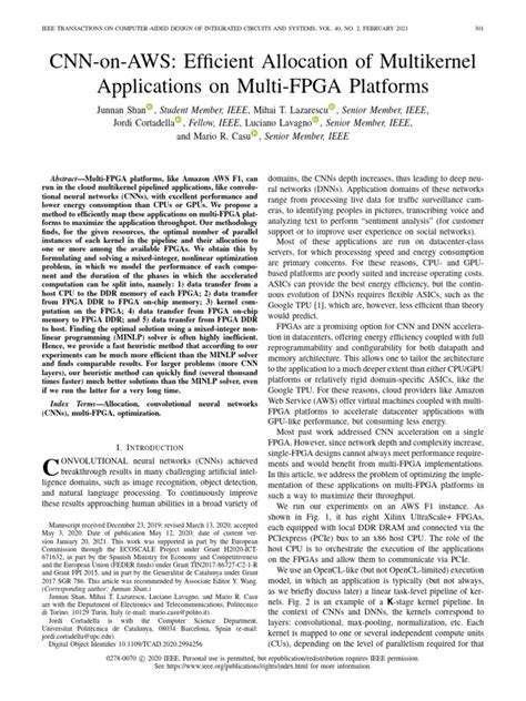 Cnn On Aws Efficient Allocation Of Multikernel Applications On Multi Fpga Platforms Pdf