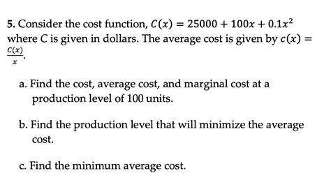 Solved Consider The Cost Function