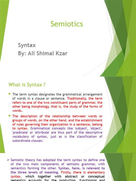 Semiotics Pptx Syntax Pdf Syntax Semantics