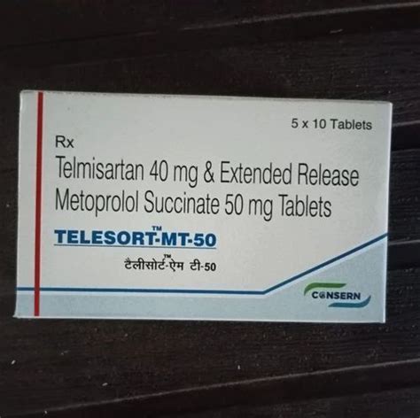 Telmisartan 40 Mg Extended Release Metoprolol Succinate 50 Mg Tablets At ₹ 118 2 Stripe