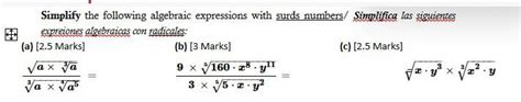 Solved Simplify The Following Algebraic Expressions With
