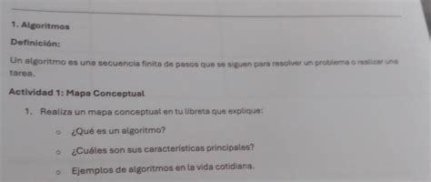 Resuelto Algoritmos Definición Un Algoritmo Es Una Secuencia Finita De