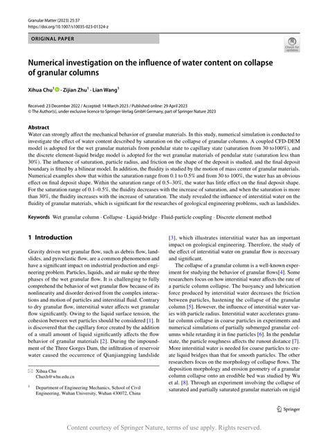 numerical investigation on the influence of water content on collapse
