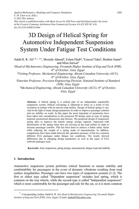 Pdf 3d Design Of Helical Spring For Automotive Independent Suspension System Under Fatigue