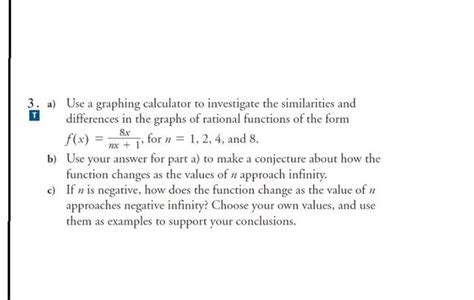 Solved A Use A Graphing Calculator To Investigate The Chegg Com